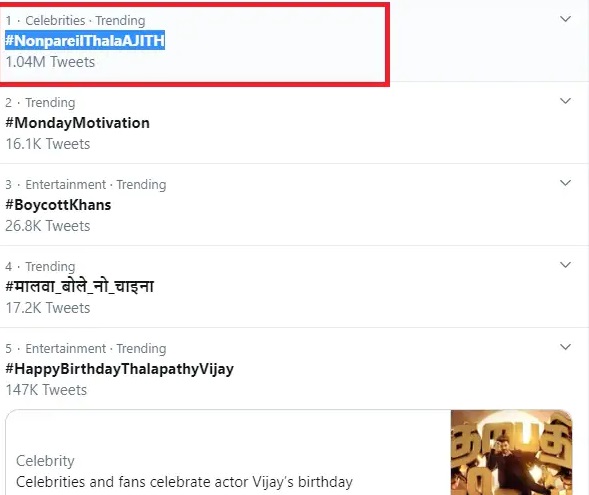 HBD Thalapathy Vijay: NonPareilThalaAJITH நம்பர் ஒன் இடத்தில் தல அஜித் ...